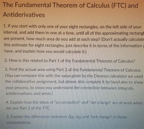 Solved The Fundamental Theorem Of Calculus Ftc And