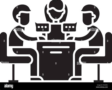 Business Meeting Black Icon Vector Sign On Isolated Background