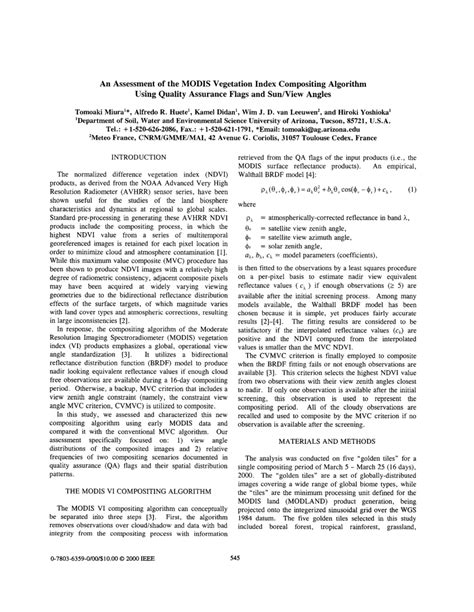 pdf an assessment of the modis vegetation index compositing algorithmusing quality assurance