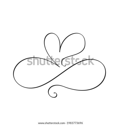 Continuous Thin Line Heart Vector Illustration Stock Vector Royalty