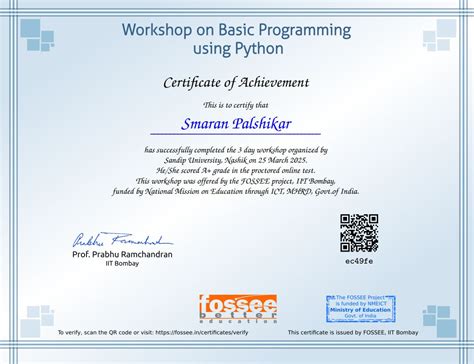 Learned Python For Data Science At Iit Bombay Workshop Smaran Palshikar Posted On The Topic