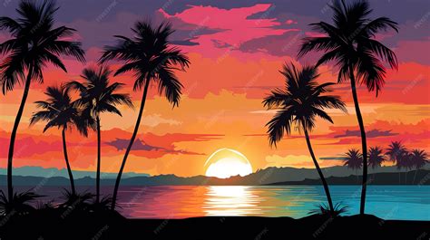 Premium Photo A Photo Showcasing The Silhouettes Of Palm Trees