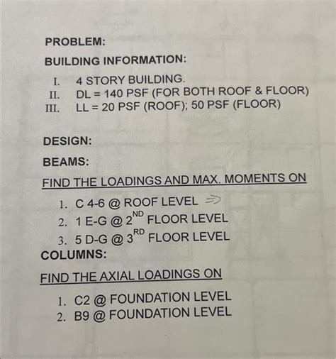 Solved Problem Building Information I 4 Story Building