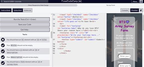 Survey Form Build A Survey Form Html Css The Freecodecamp Forum
