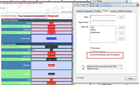 Set Commit Selected Value Immediately Property For Combobox Field And Listbox Field