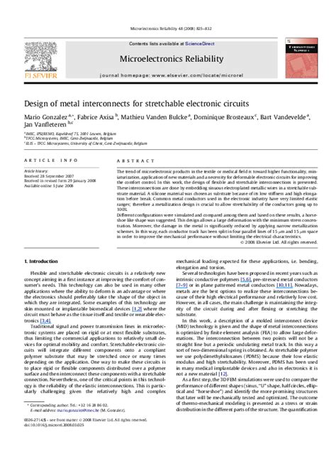 Pdf Design Of Metal Interconnects For Stretchable Electronic Circuits