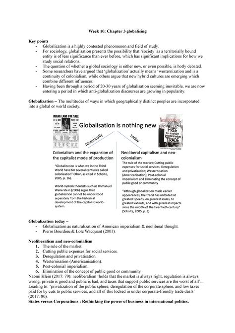 Week 10 Globalisation Notes From The Lecture Week 10 Chapter 3
