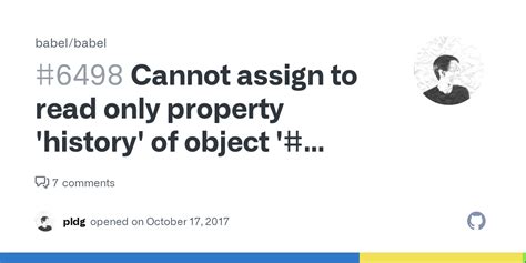 Cannot Assign To Read Only Property History Of Object · Issue