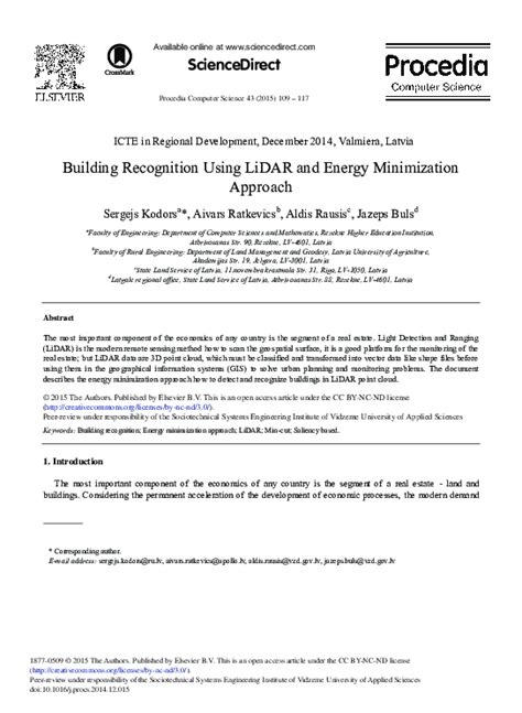 Pdf Building Recognition Using Lidar And Energy Minimization Approach