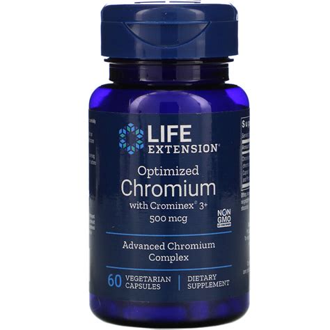 Life Extension, Optimized Chromium with Crominex 3+, 500 mcg, 60 ...