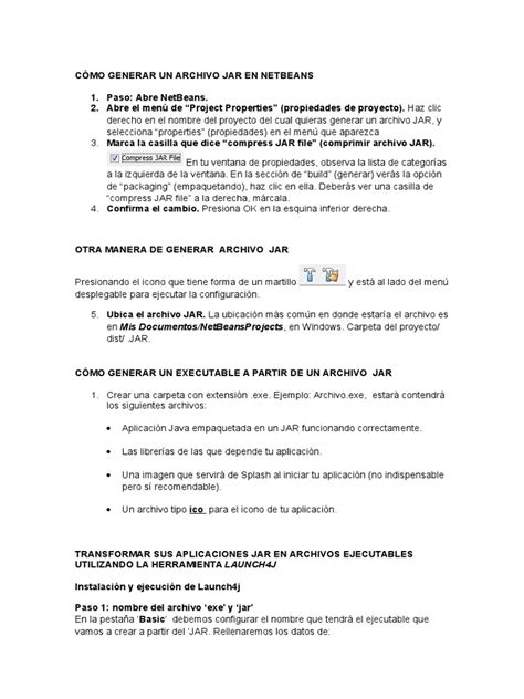 Cómo Generar Un Archivo Jar En Netbeans Pdf Archivo De Computadora