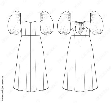 Fashion Drawing Of Puff Sleeve Dress Fashion Illustration Of Romantic