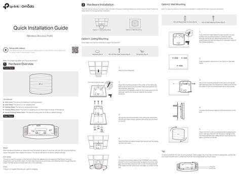 Tp Link Eap245 Quick Installation Guide For Ac1750 Wireless Access Point