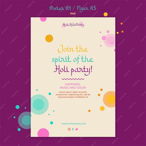 해피 홀리 축제 전단지 템플릿 무료 Psd 파일