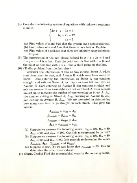4 consider the following system of equations with unknown constants a