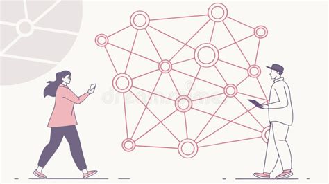 People Interacting With Abstract Network Structure Vector Design Generative Ai Stock Vector
