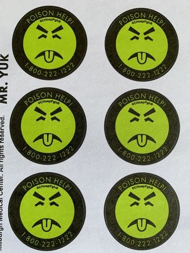 Mr Yuk Stickers 10 Stickers 1 Sheet Poison Prevent Yuck Retro 80s