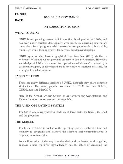 Os Lab Record Final Pdf Shell Computing Unix