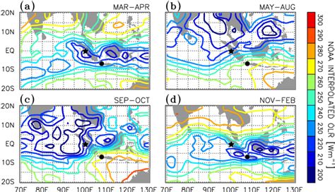 Averaged Olr Map Over West Indonesia For A March April B