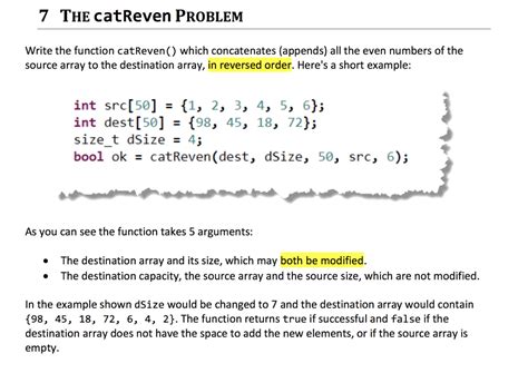 solved 7 the catreven problem write the function catreven