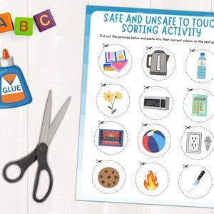 Safe And Unsafe To Touch Sorting Activity Cut And Paste Safe And Unsafe To Touch Sort