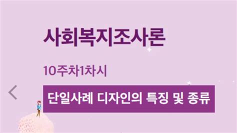 10주차 1차시 단일사례설계의 수행과정에 대해 알아보자 네이버 블로그