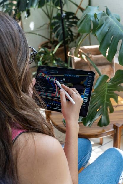 Premium Photo Woman Trading Crypto Currencies Online And Stocks