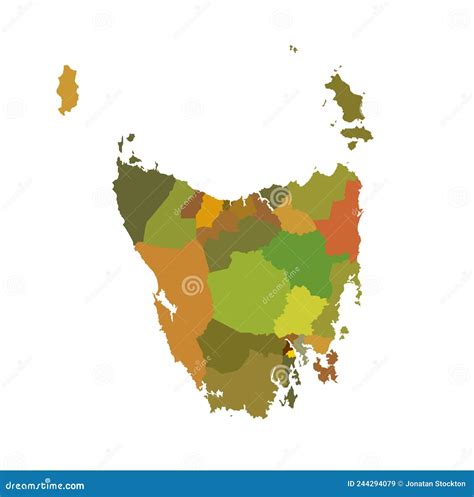 Tasmania Map Vector Silhouette Illustration Isolated On White