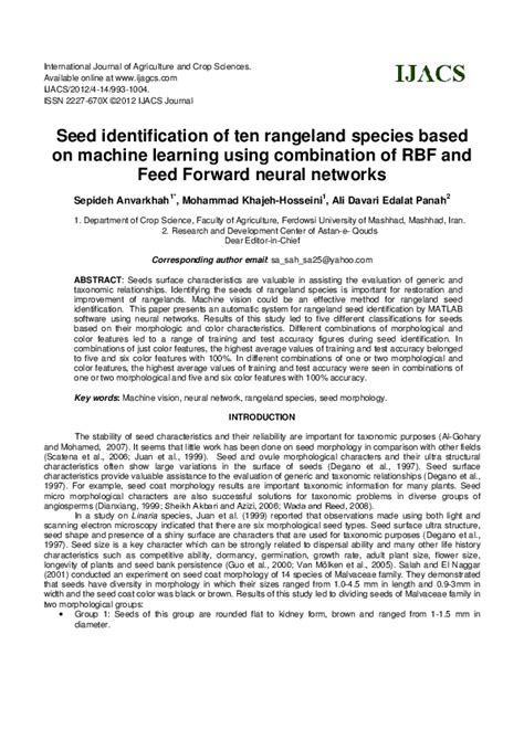 Pdf Seed Identification Of Ten Rangeland Species Based On Machine Learning Using Combination