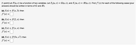 Solved Point Let F U V Be A Function Of Two Variables Chegg Com
