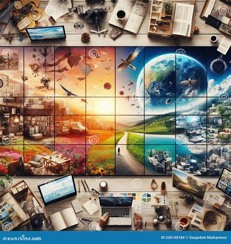 Split Screen Dividing The Image Into Multiple Sections With Diff Stock