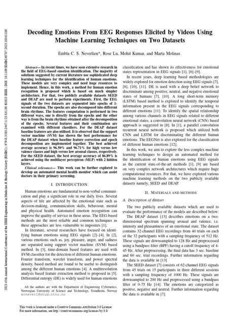 Decoding Emotions From Eeg Responses Elicited By Videos Using Machine Learning Techniques On Two