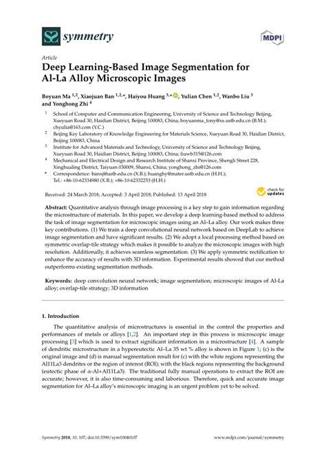 Pdf Deep Learning Based Image Segmentation For Al La Alloy