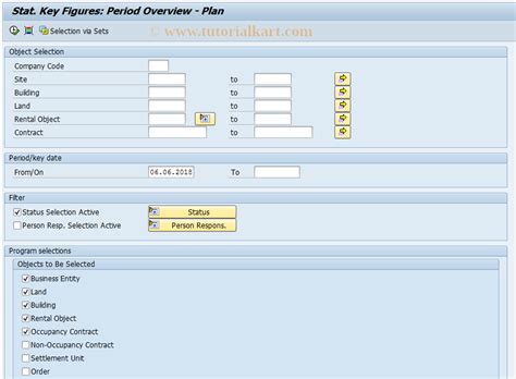 REISCOSKFPLN SAP Tcode Statistical Key Figures Plan Overview