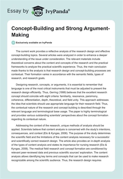 Concept Building And Strong Argument Making 621 Words Critical Writing Example