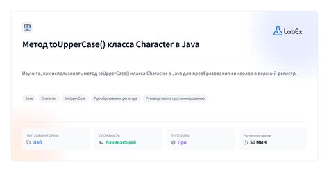 Метод Touppercase класса Character в Java Labex