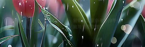插画数字艺术 春天雨中的郁金香插画图 AI平面元素免费下载 png格式 2784像素 编号69462595 千图网