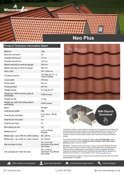 Neo Plus Pantile Data Sheet Sandtoft Roof Tiles Nbs Source