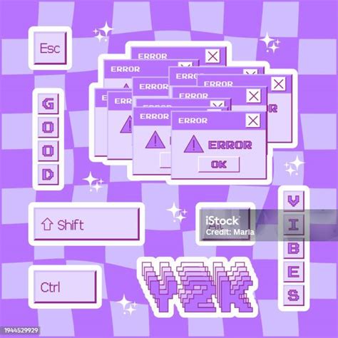 정사각형 소셜 미디어 게시물의 템플릿입니다 90 년대 00 년대의 오래된 컴퓨터 미학의 벡터 콜라주 디자인에 대한 스톡 벡터 아트 및 기타 이미지 Istock