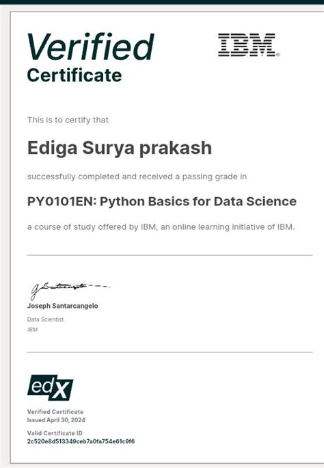 Cybersecurity Ibm Edx Professional Surya Prakash Ediga