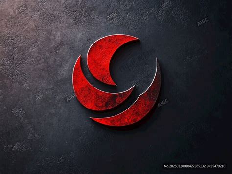 Ai创作图红色 标志 金属 质感 图案 立体 纹理 深色背景 设计 视 元素 装饰 艺术 造型 图形 昵图网