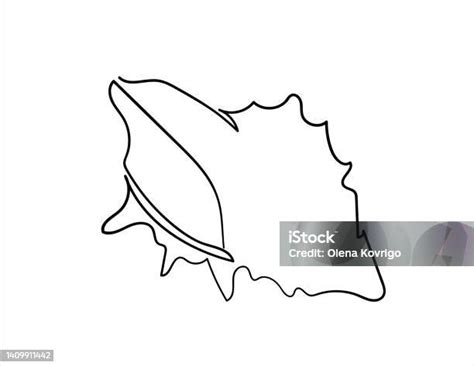 조개 껍질 로고 또는 엠블럼에 대한 하나의 연속 선 그리기 스타일 현대의 간단한 벡터 일러스트레이션 조개껍데기의 해양 삽화를 손으로 그렸습니다 여름 열대 바다 해변 스타일