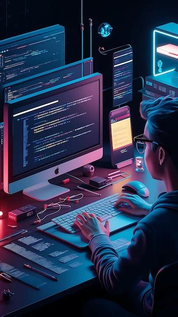Programmer Workflow Illustration Concept 3d Illustration Vector Premium Ai Generated Image