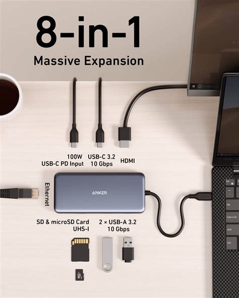 Anker Usb C Hub In Up To K Hz Usb C Power Delivery Port Usb C Port Usb A