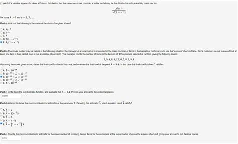 Solved 1 Point If A Variable Appears To Follow A Poisson