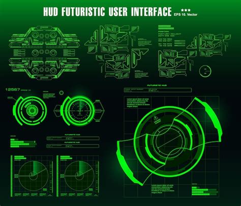 Premium Vector Futuristic Green Virtual Graphic Touch User Interface Target Hud Dashboard