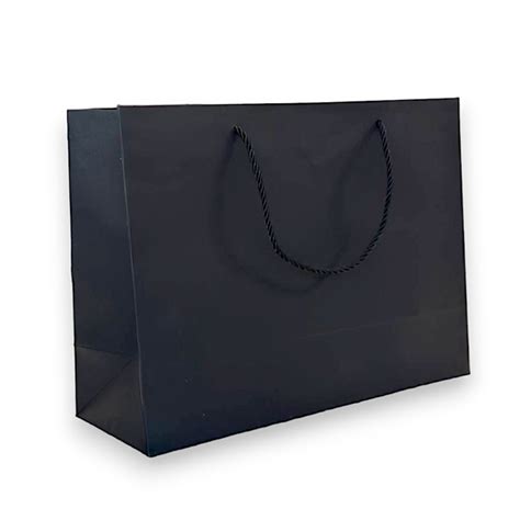 Пакет подарунковий картонний з ручками чорний паперовий великий щільний 35х26х13 см фото