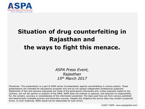 Situation Of Drug Counterfeiting In Rajasthan And The Ways To Tackle This Menace Ppt