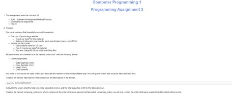 Computer Programming 1 Programming Assignment 3 1