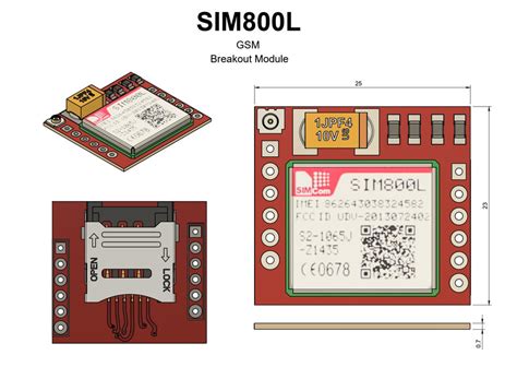 sim800l gsm gprs module adapter board 3d cad model library grabcad
